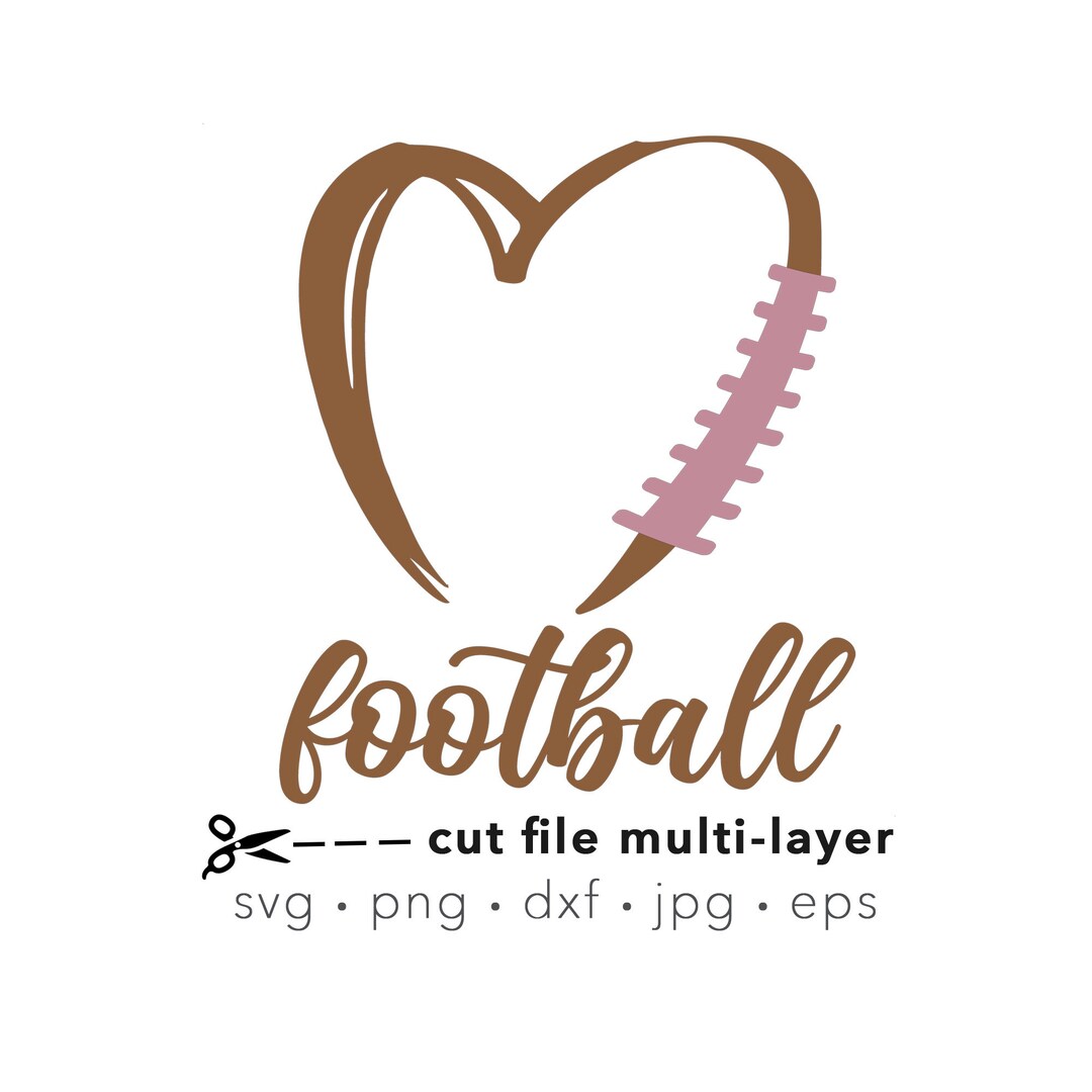 Football Svg, Football Heart, Sports Clipart, Cricut and Silhouette Cut ...