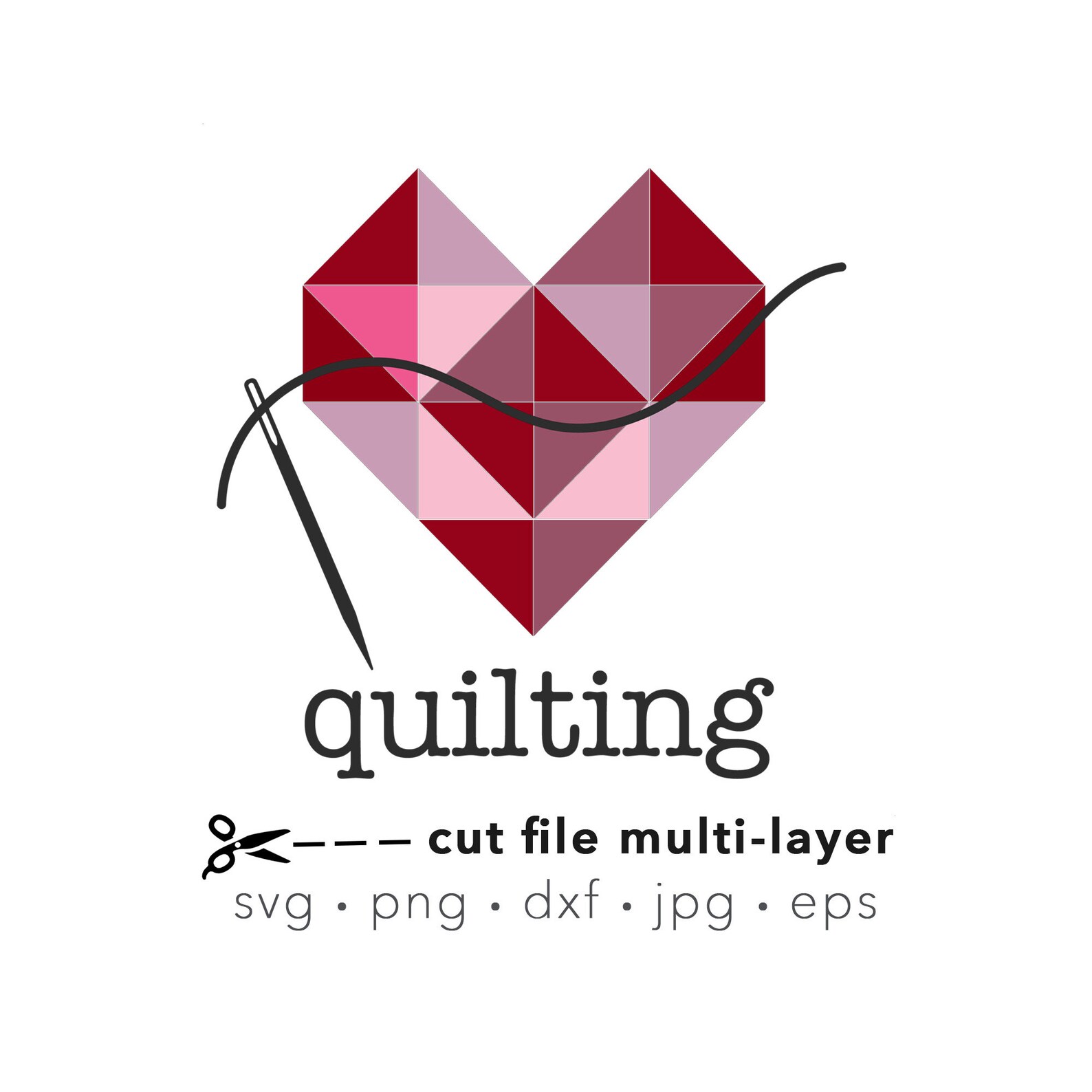 Quilting Svg, Quilter's Gift, Quilting Squares Heart Svg. Silhouette ...