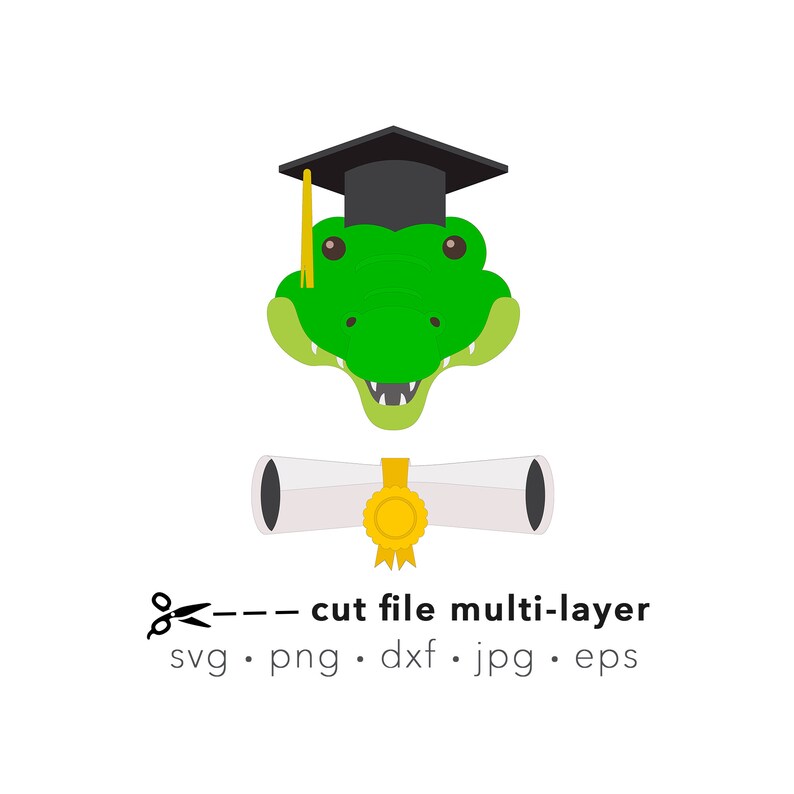 Graduation Svg Alligator, Alligator Svg, Graduation Cap Svg, Laser Cut ...