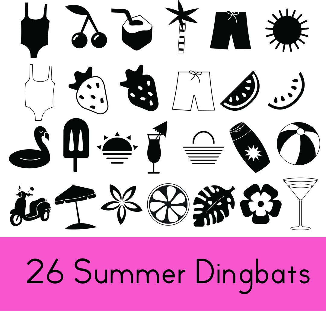 Summer Icons, Summer Dingbats Set – Icons, Flower Icon, Floral Icon, Summer Graphics, Floral ...