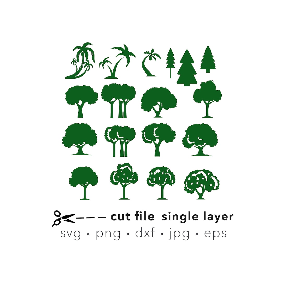 Tree Bundle Svg Digital Cut File for Silhouette or Cricut, Laser Cut ...
