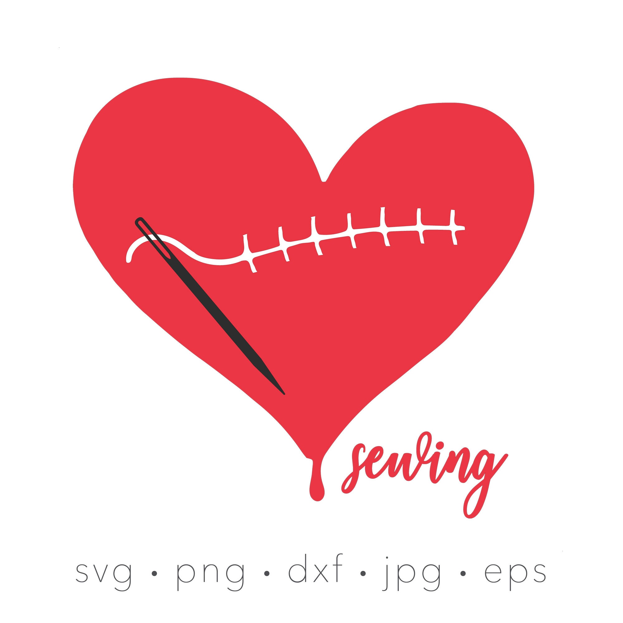 Sewing Svg, Sewing Heart Png, Red Heart Stitches, Silhouette Cut File ...
