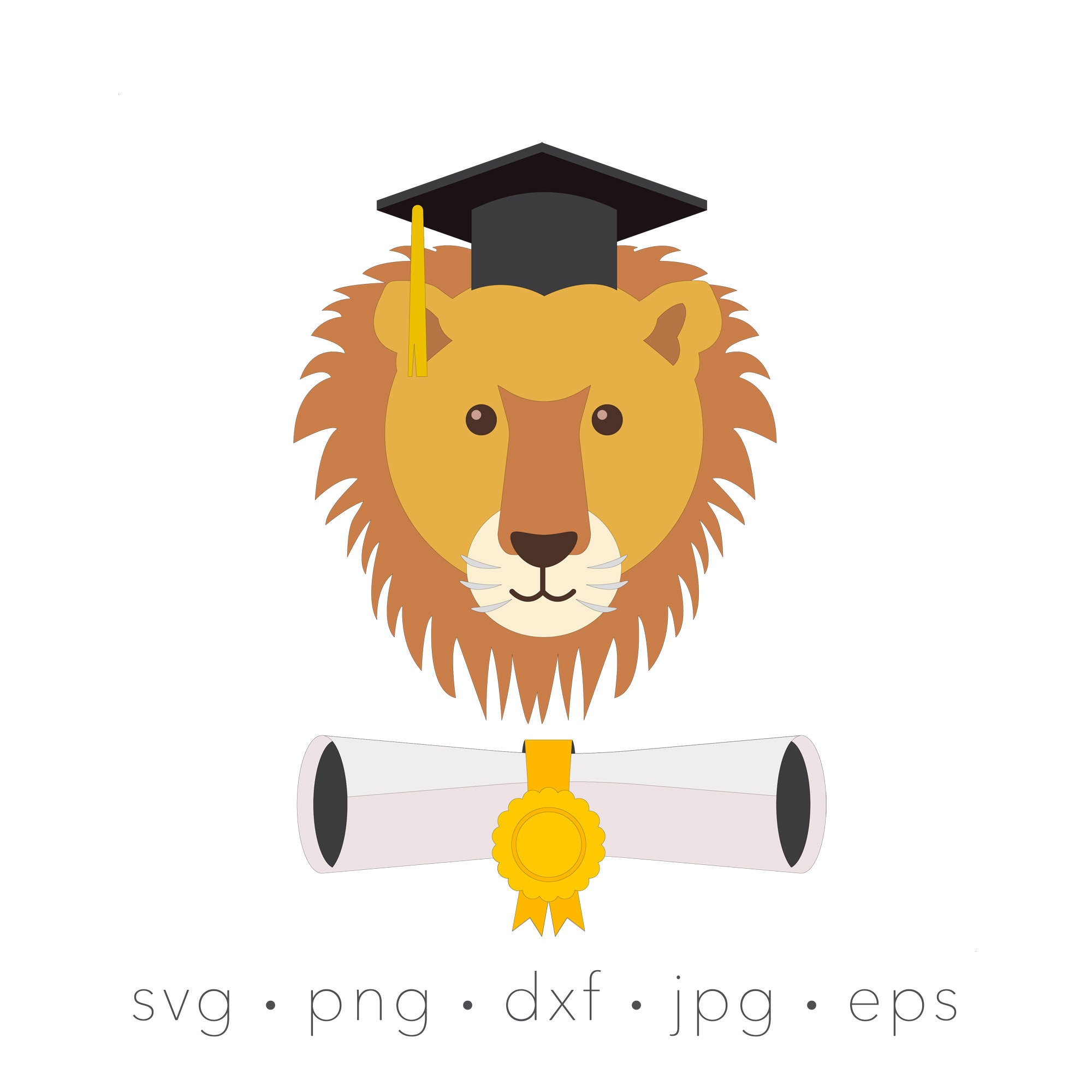 Graduation Svg Lion, Lion Svg, Lion Png, Lion, Graduation Cap Svg ...