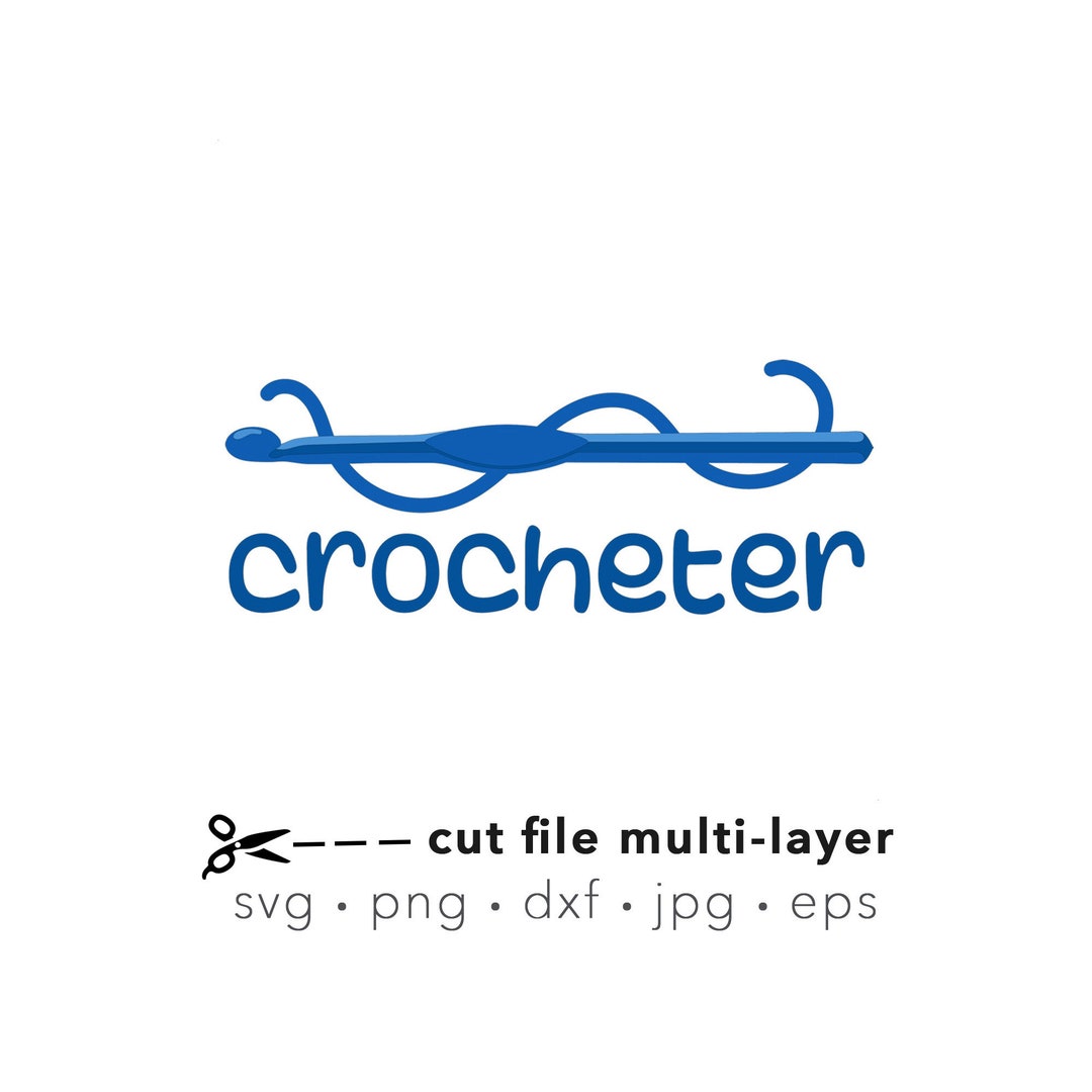 Crocheter With Blue Hook and Yarn Multi-color Multi-layered Svg Digital ...