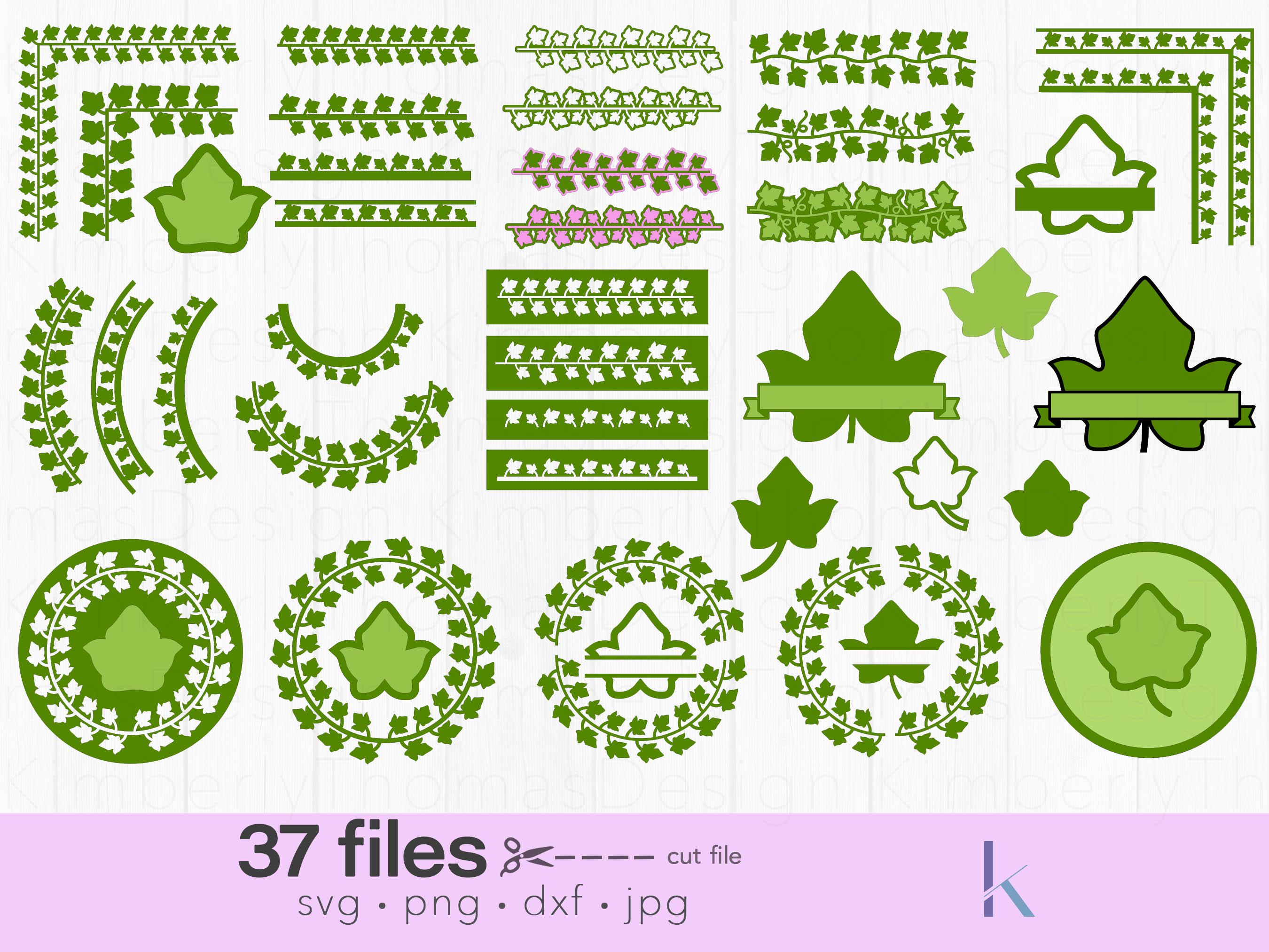 Ivy Leaf Bundle SVG, Ivy Leaves Svg, Pink and Green Sorority Png ...