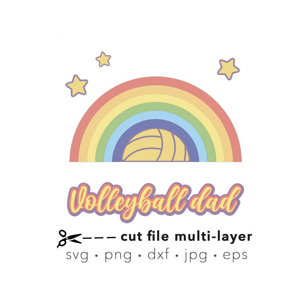 Volleyball Svg Volleyball Dad Rainbow Stars Png Sports - Etsy
