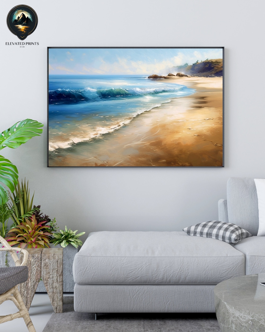 Ocean Serenity, Oil Painting, Digital Art Landscape Painting, Wall ...