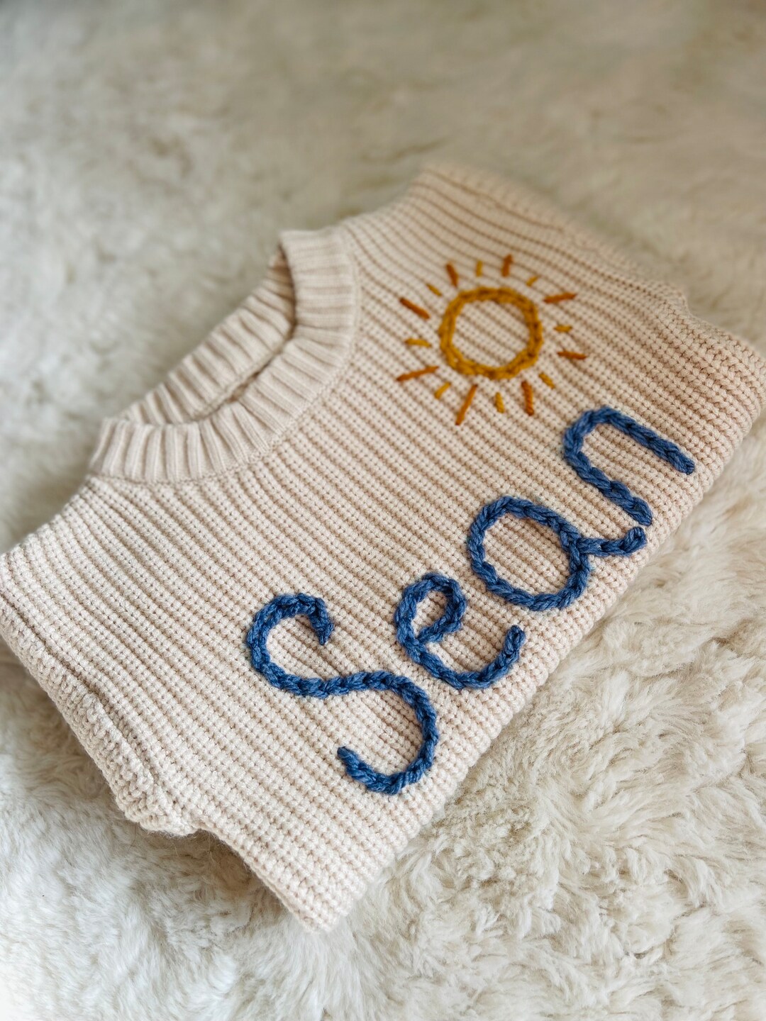 Personalized Baby Name Jumper Hand Embroidered Knit Jumper Newborn ...