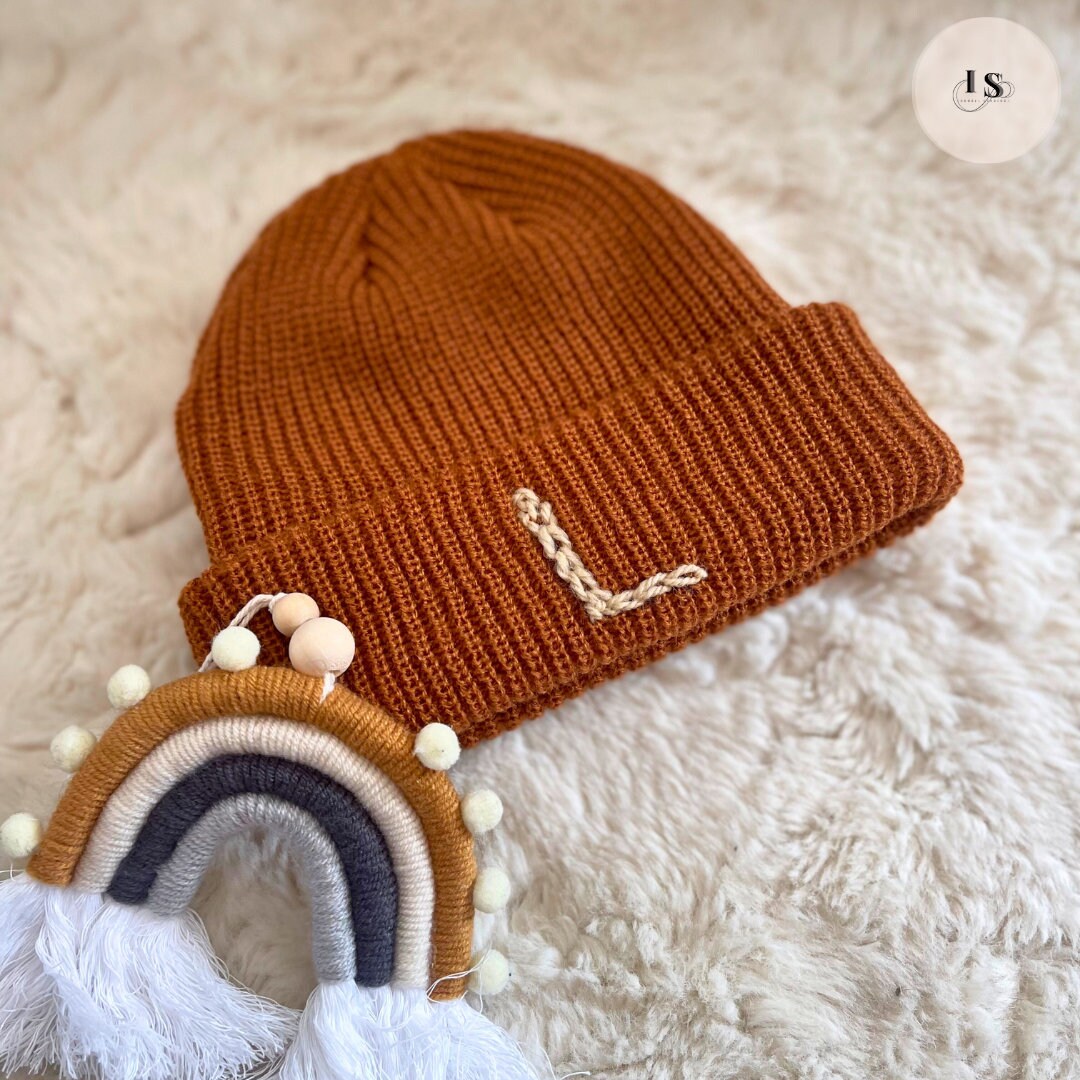 Personalized Baby Name Hat Hand Embroidered Knit Hat Girls Boys Unisex ...