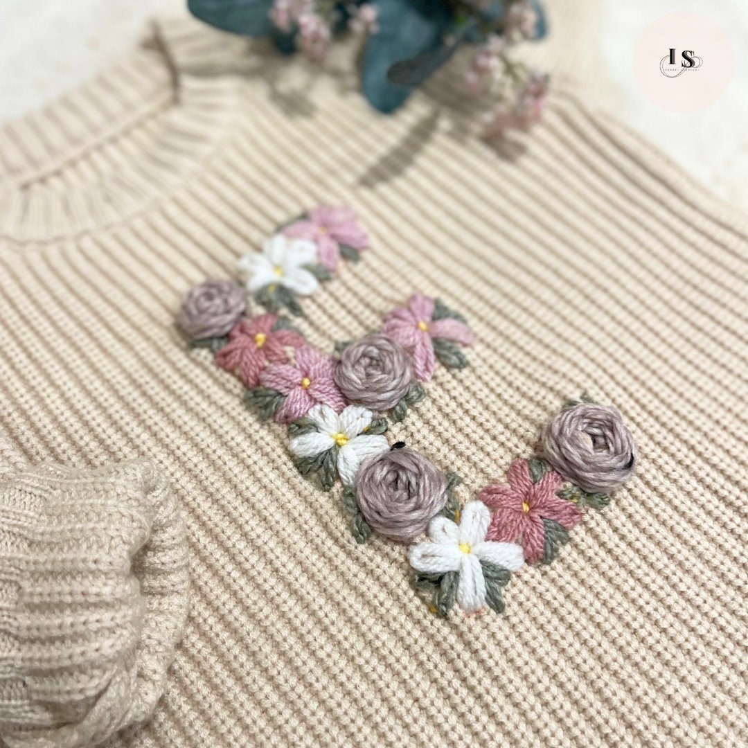 FLORAL LETTER BABY Sweater | Personalized Baby Name/initial Jumper ...