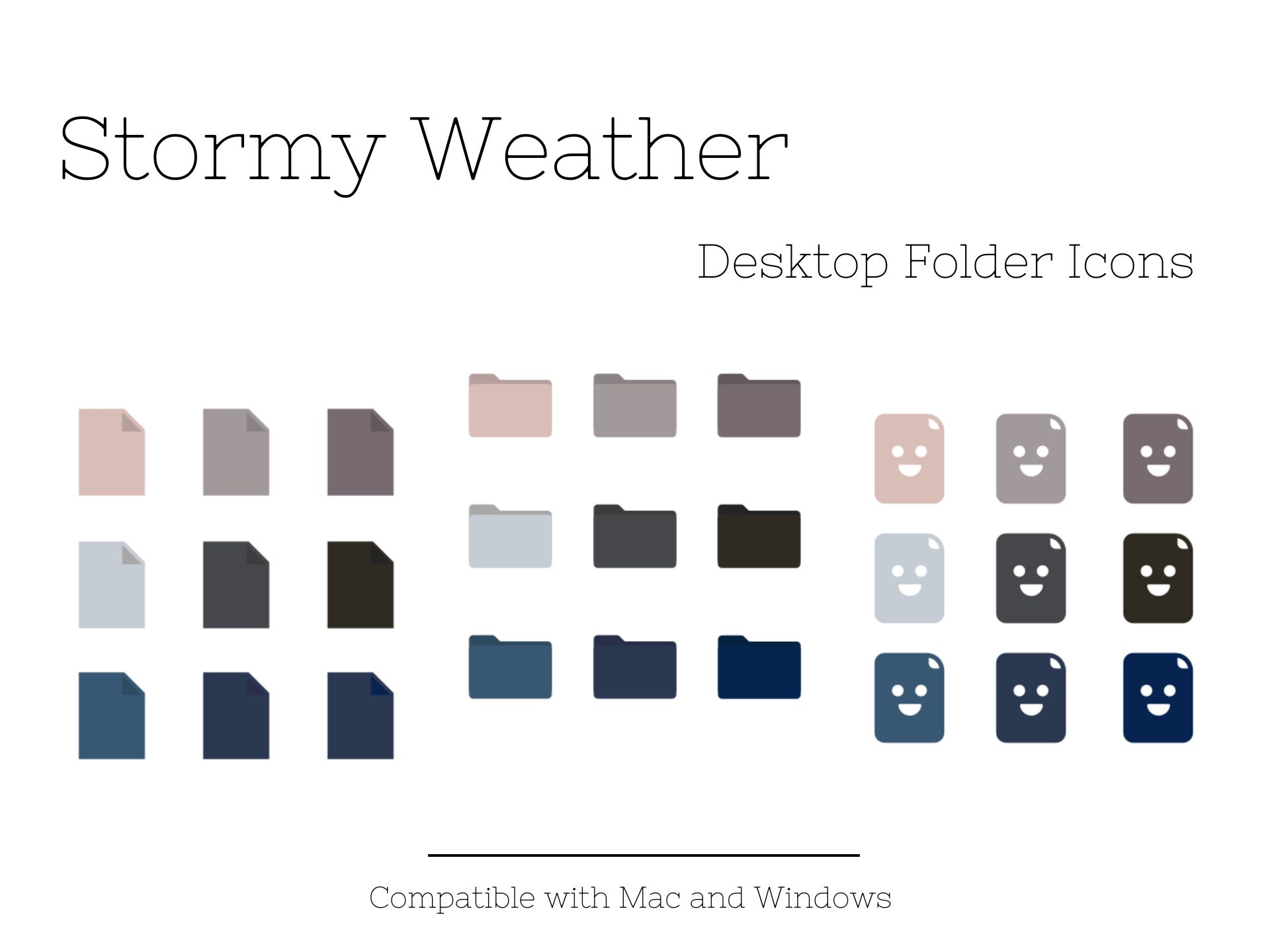 Stormy Weather Folder Icons for Mac and Windows Desktop Icons, Mac Desktop Folder Icon, Windows ...