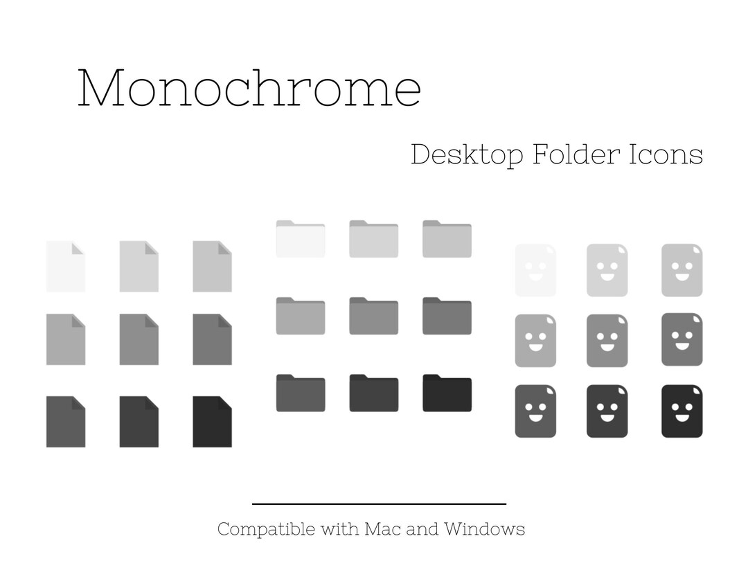 Monochrome Folder Icons for Mac and Windows Desktop Icons, Grey, Black ...