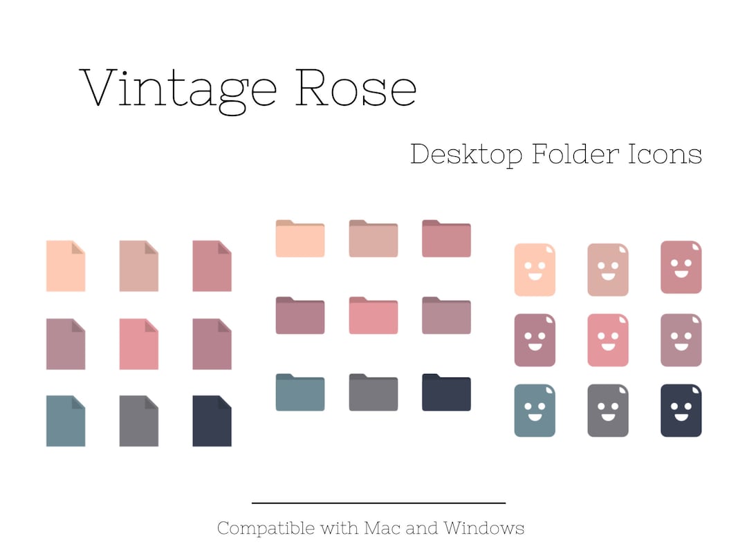 Vintage Rose Folder Icons for Mac and Windows Desktop Icons, Mac ...