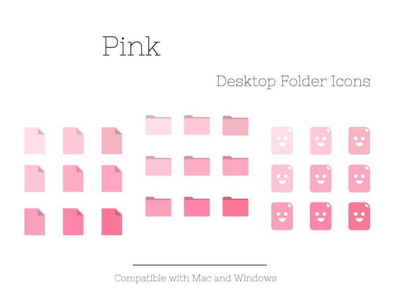 Pink Folder Icons for Mac and Windows Desktop Icons, Mac Desktop Folder ...