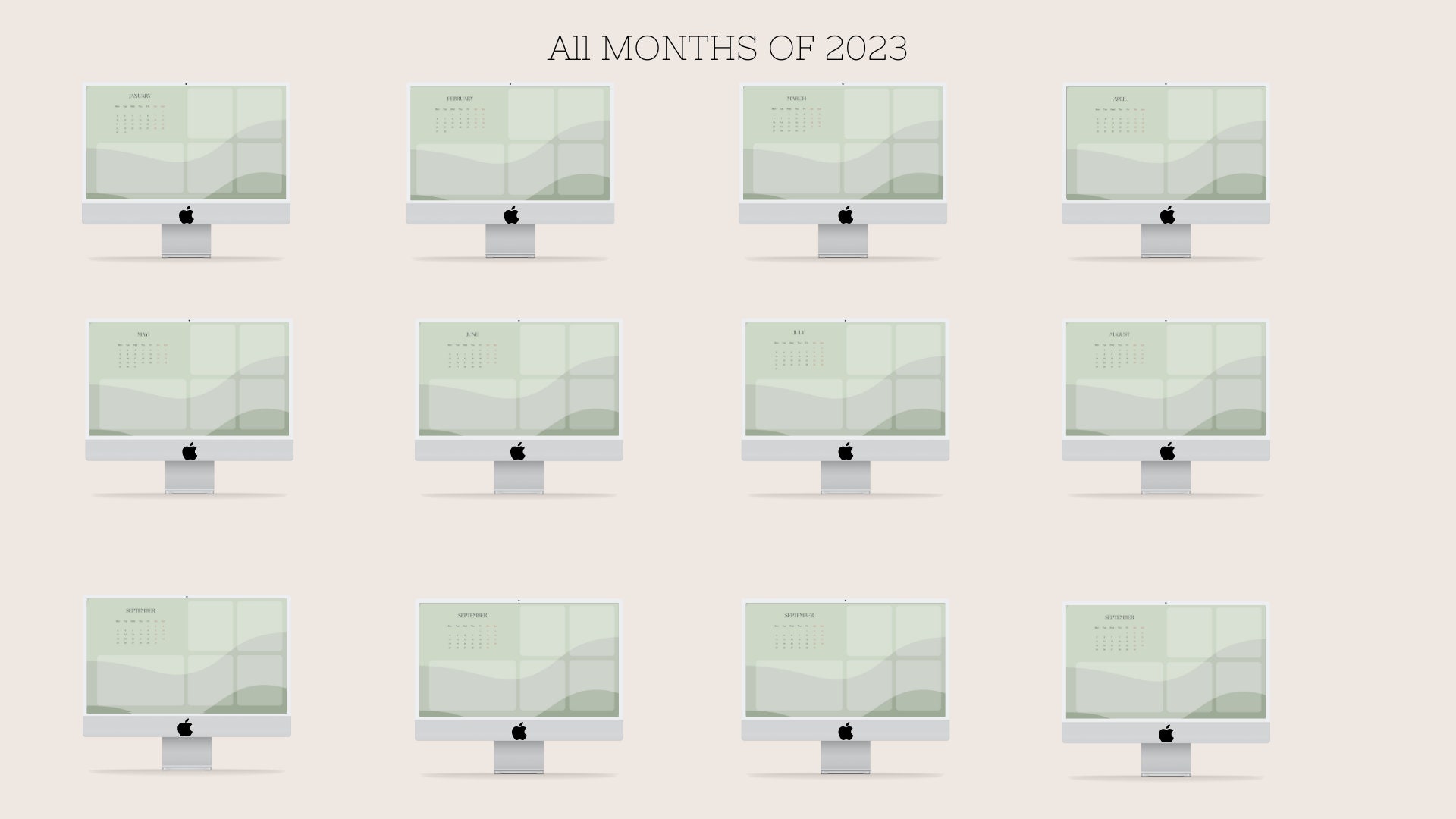 2023 Calendar Desktop Wallpaper Organizer Calendar, Digital Download ...