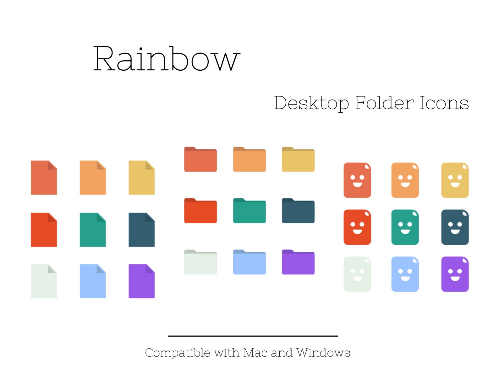 Rainbow Folder Icons for Mac and Windows Desktop Icons, Mac Desktop ...