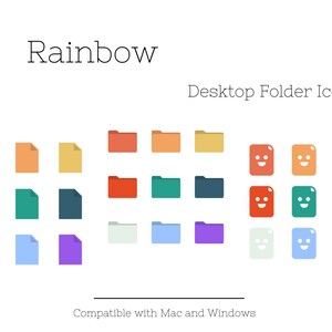 Rainbow Folder Icons for Mac and Windows Desktop Icons, Mac Desktop ...