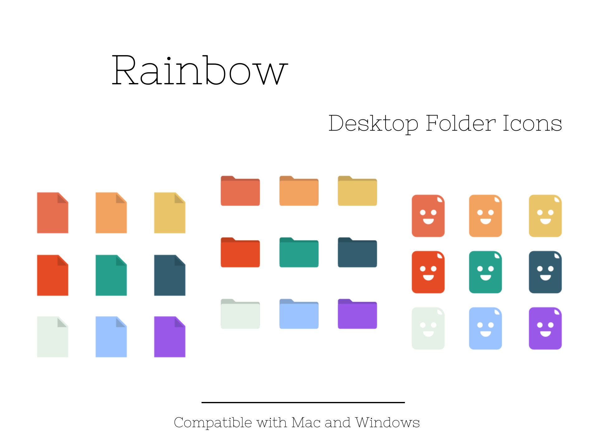 Rainbow Folder Icons for Mac and Windows Desktop Icons, Mac Desktop ...