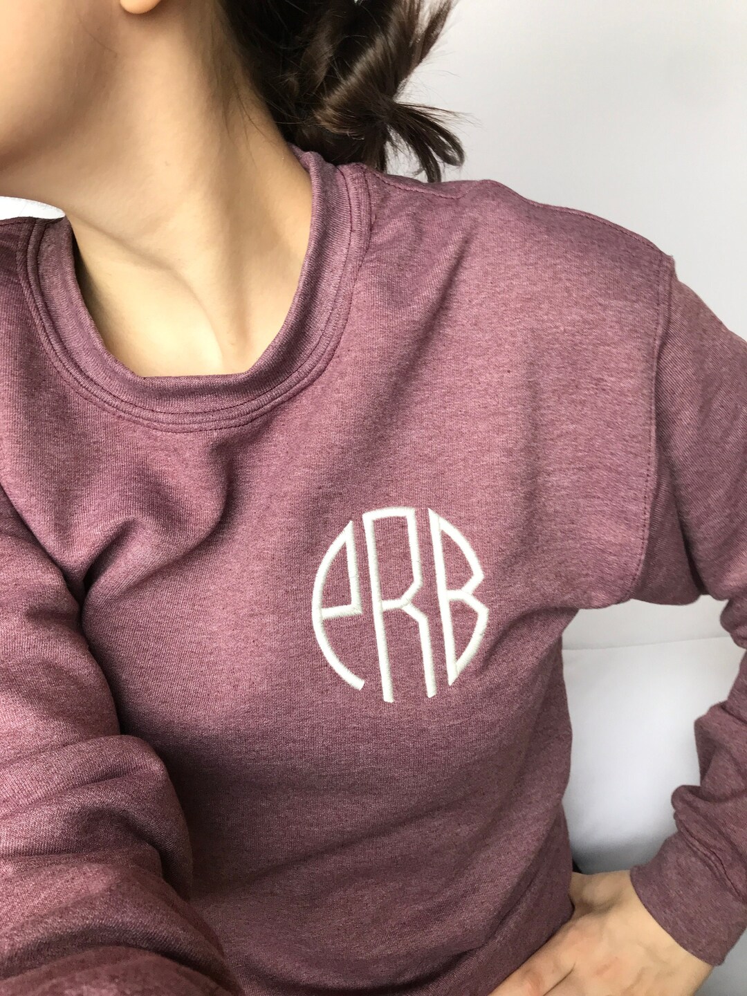 Custom Embroidered Circle Monogram Crewneck Sweatshirt, Custom Greek ...