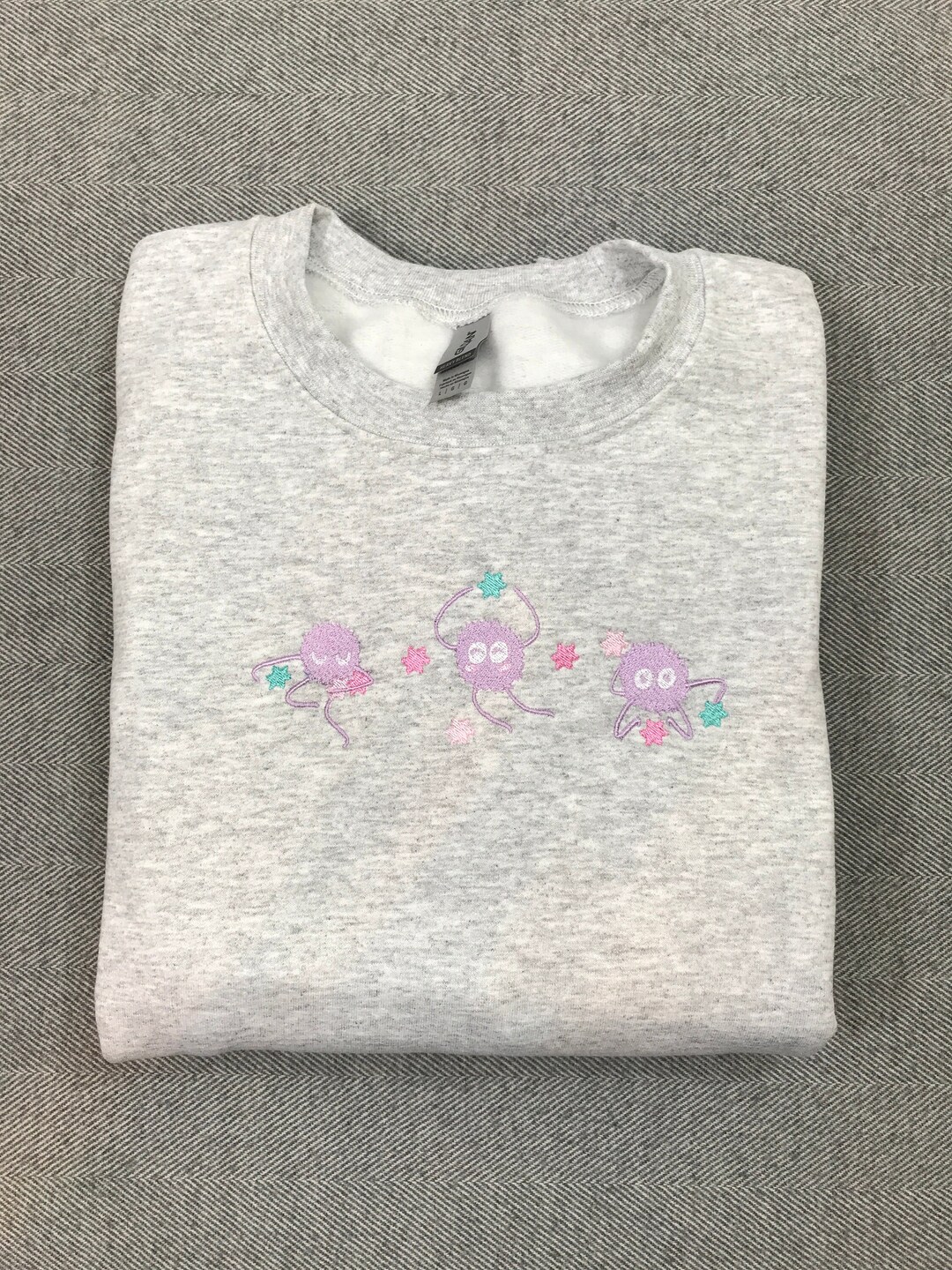 Pastel Soot Sprite Embroidered Crewneck Sweatshirt, Kawaii Anime Lover ...