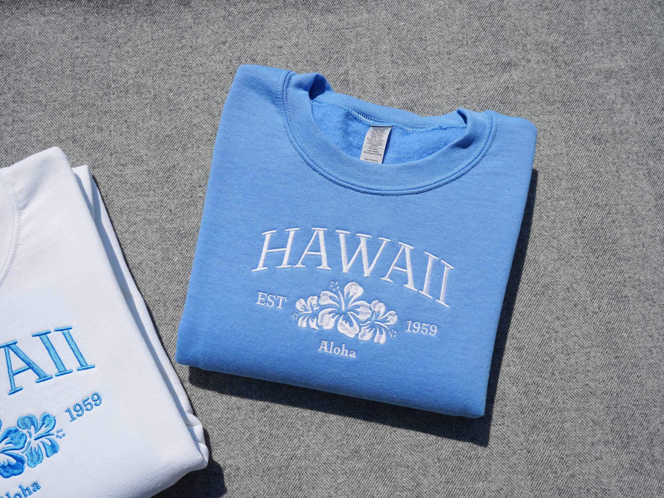 Embroidered Hawaii Crewneck Sweatshirt, Embroidered Aloha Sweatshirt ...