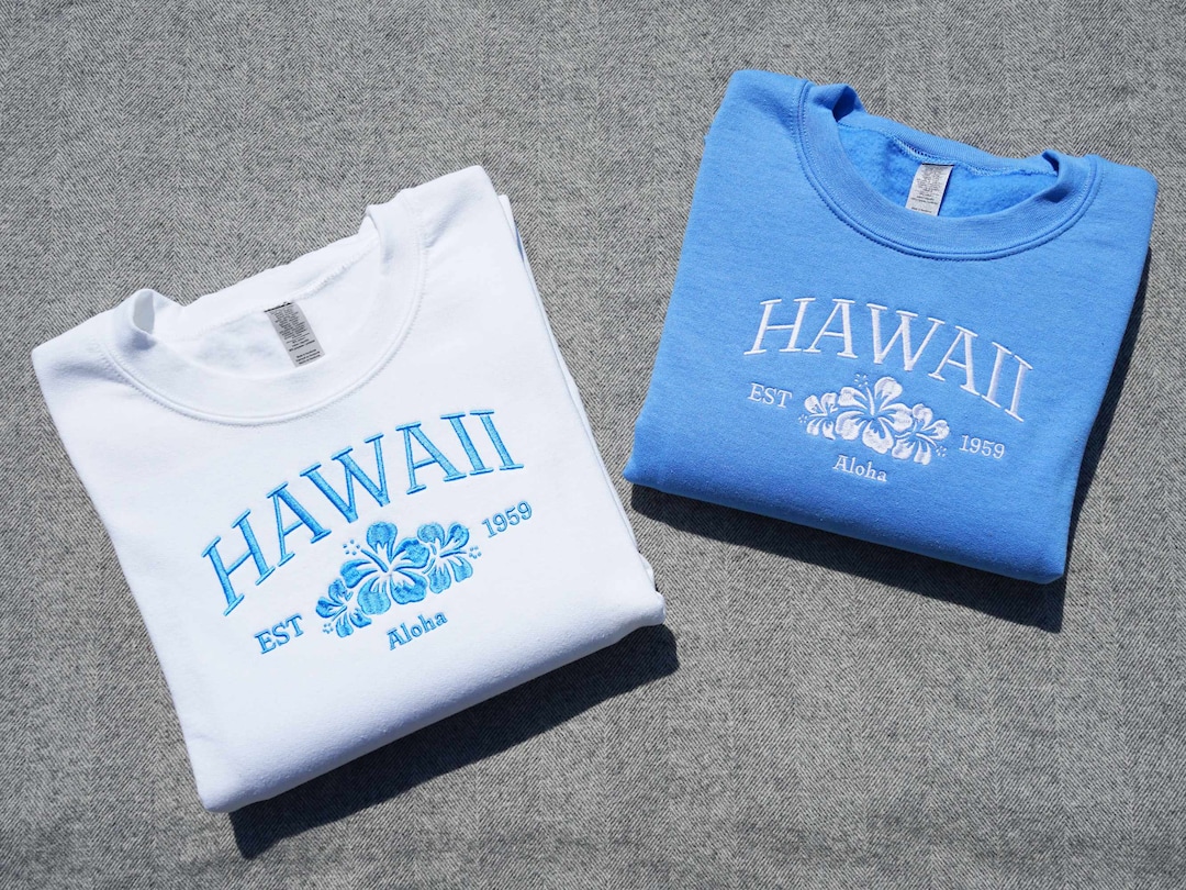 Embroidered Hawaii Crewneck Sweatshirt, Embroidered Aloha Sweatshirt ...
