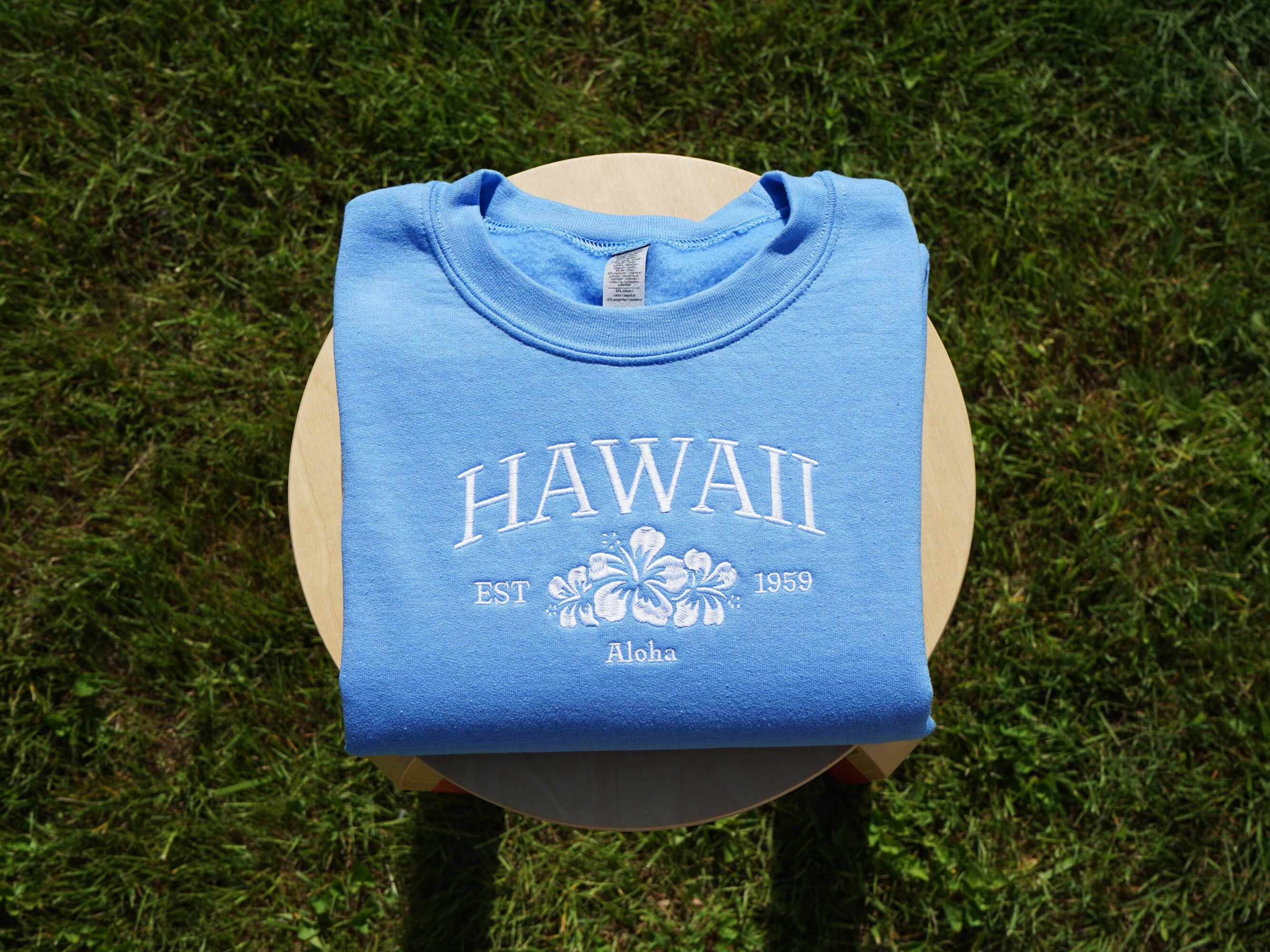 Embroidered Hawaii Crewneck Sweatshirt, Embroidered Aloha Sweatshirt ...