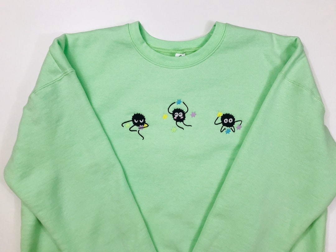 Kawaii Soot Sprite Embroidered Crewneck Sweatshirt, Anime Lover Gift ...