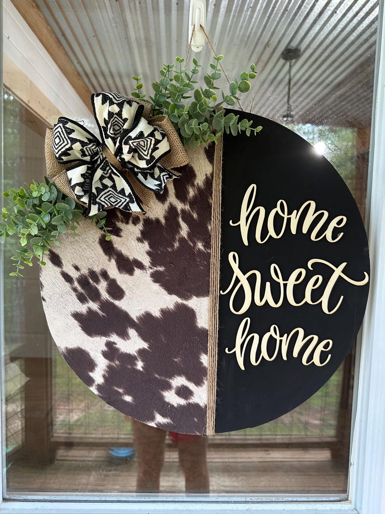 Western Cowhide Door Hanger| Western Door Hanger| Rustic Door Hanger ...