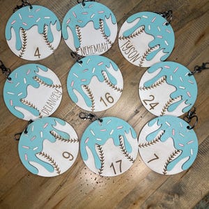 Baseball Bag Tag, Icecream Drip Bag Tag, Baseball Drip Name Tag ...