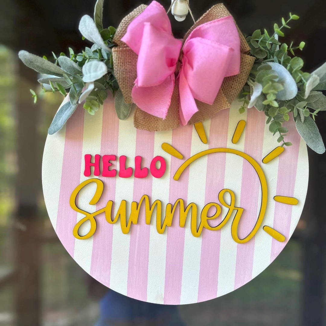 Summer Door Hanger| Front Door Sign| Hello Summer |front Door Decor ...