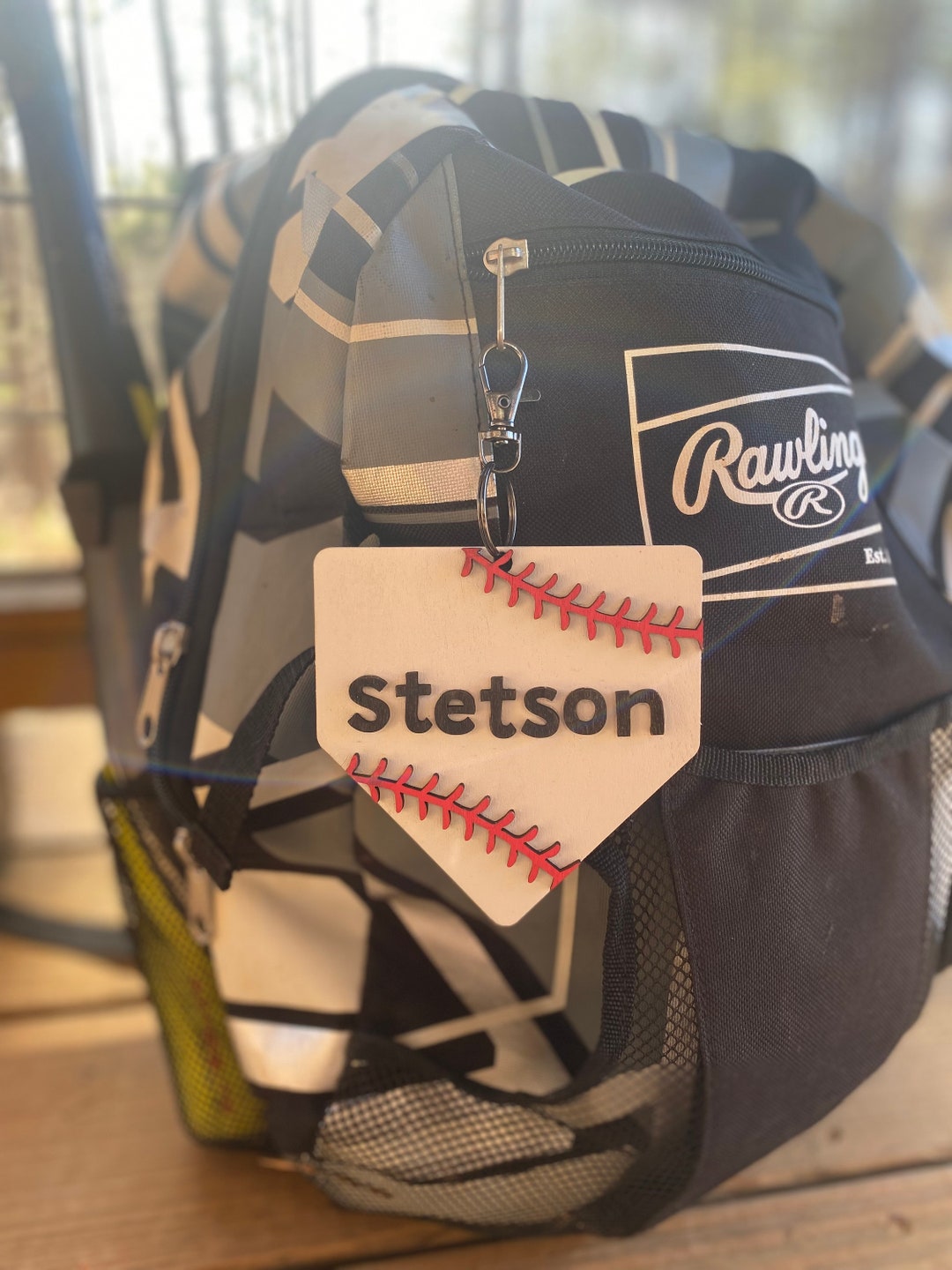 Baseball Bag Tag, Baseball Keychain, Baseball Name Tag, Softball Name ...