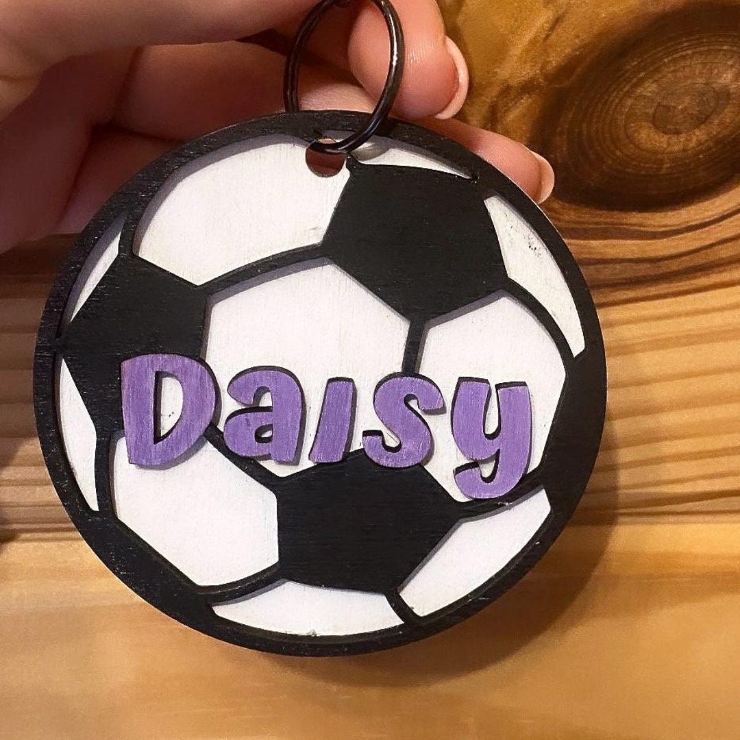 Soccer Bag Tag, Soccer Keychain, Soccer Name Tag, Sport Name Tag, Sport ...