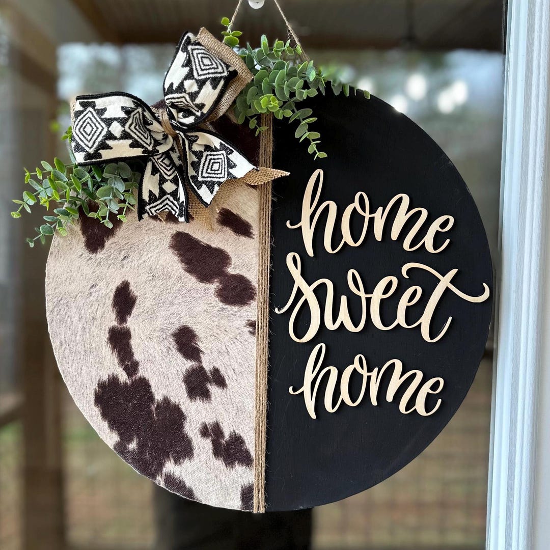 Western Cowhide Door Hanger| Western Door Hanger| Rustic Door Hanger ...
