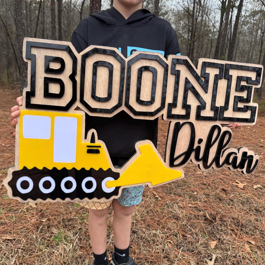 Large Name Sign|personalized Construction Name Sign | Bulldozer Nursery ...
