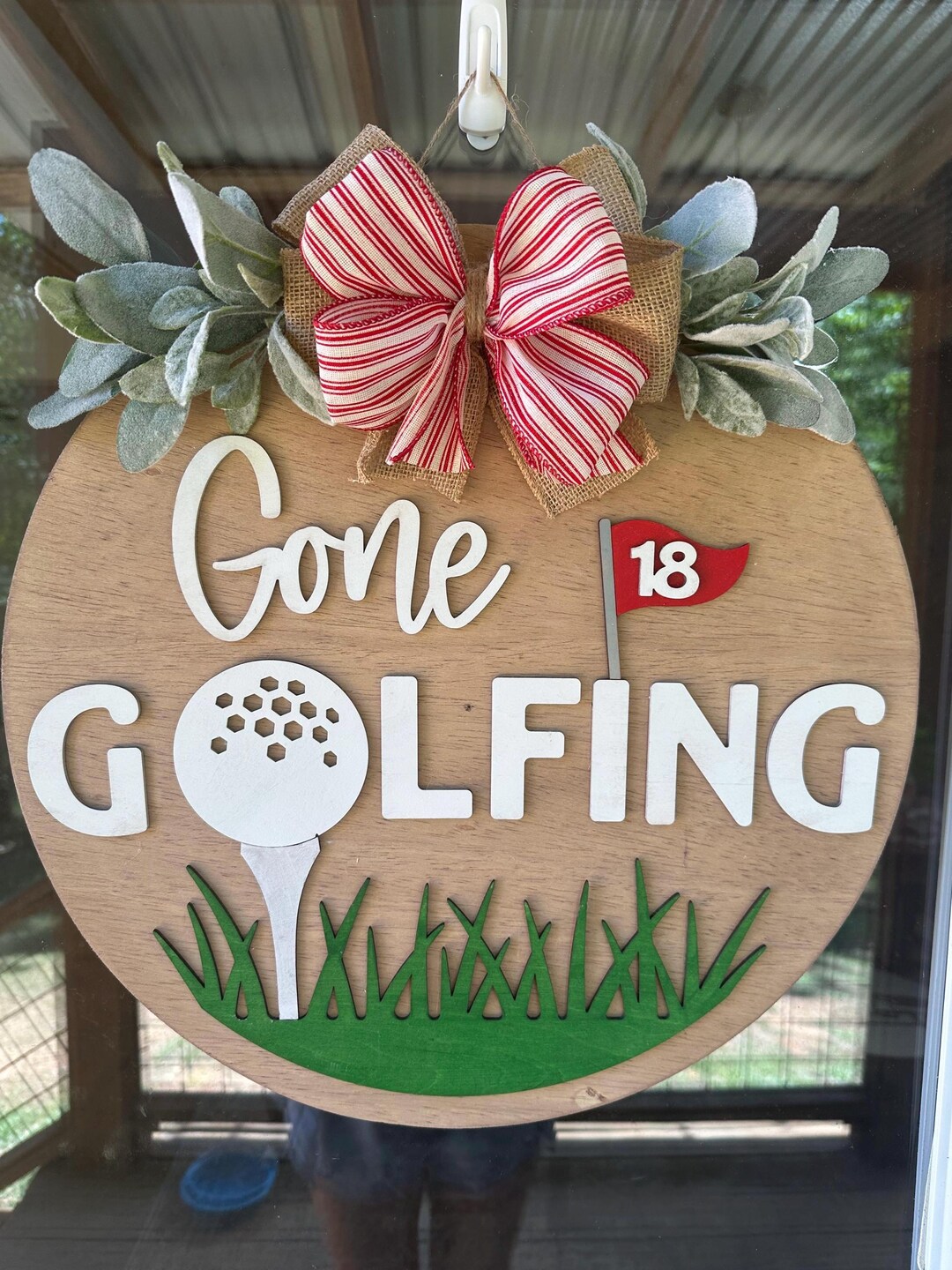 Front Door Decor, Gone Golfing Welcome Sign, Front Door Golf Wreath ...