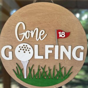 Front Door Decor, Gone Golfing Welcome Sign, Front Door Golf Wreath ...