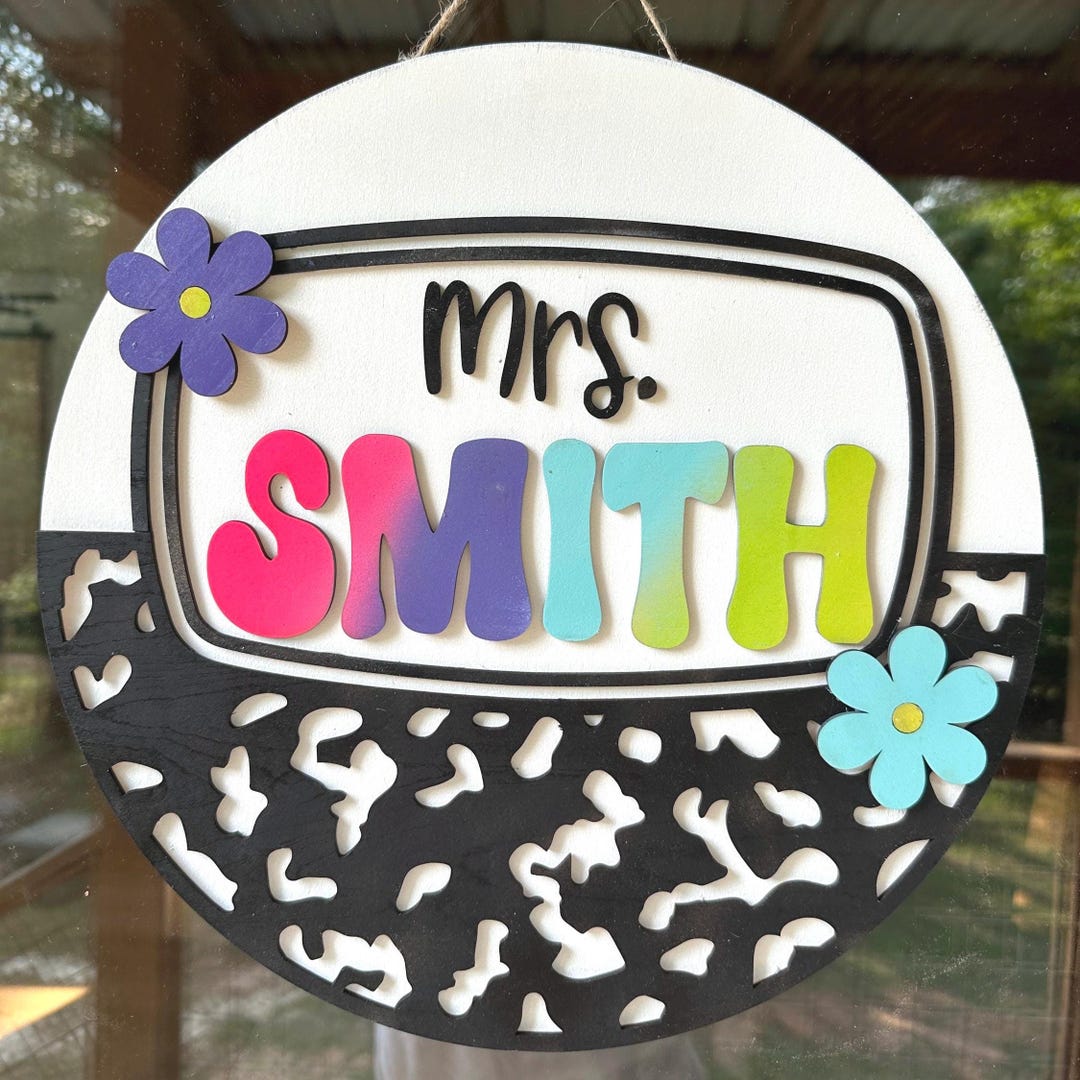 Teacher Door Hanger, Composition Notebook Door Sign, Personalized ...