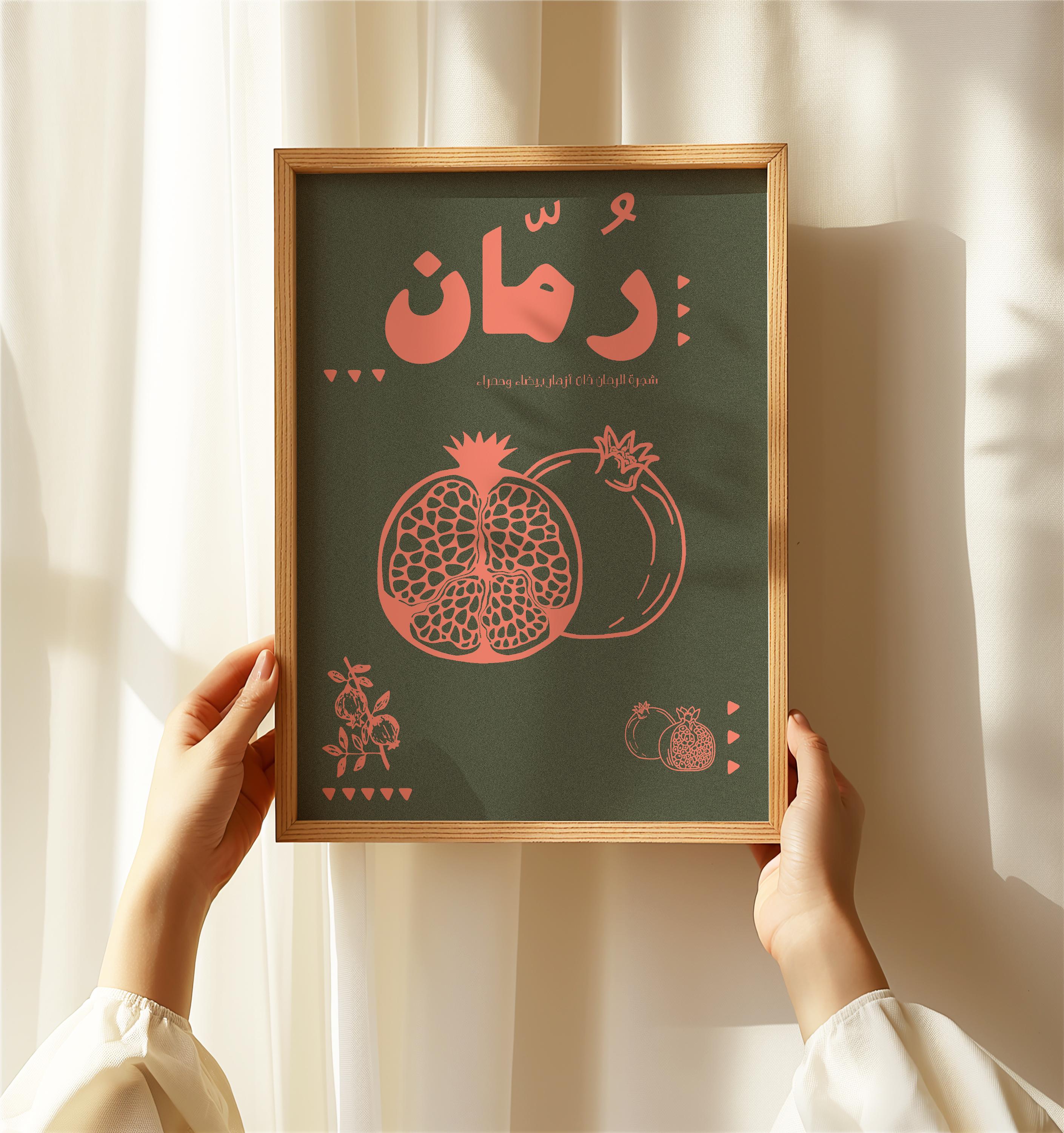 Pomegranate Illustration, Arabic Poster, Digital Print Download, Food ...