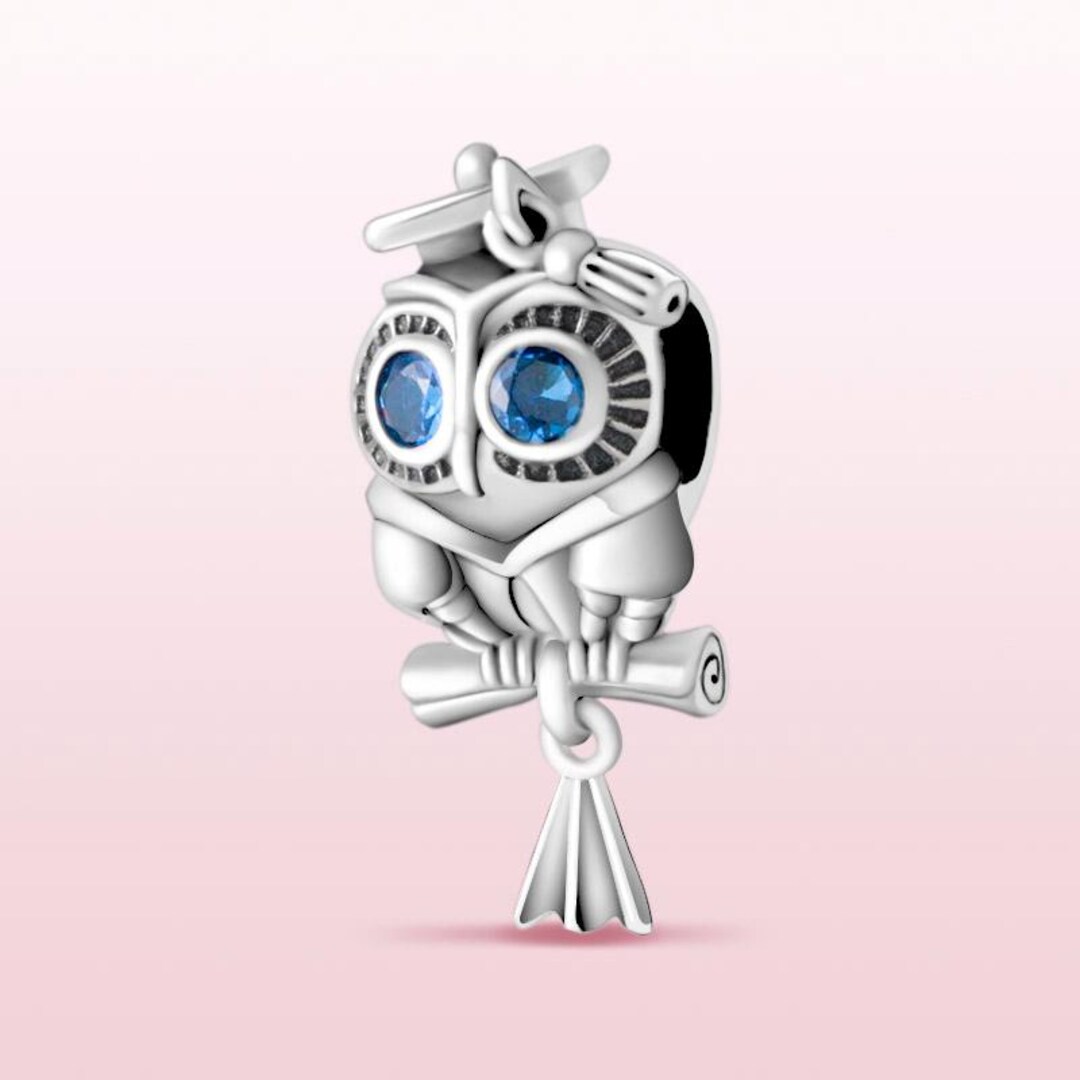 Graduation Cap Diploma Blue Eyes Pandora Charm Wise Owl Best Wishes ...