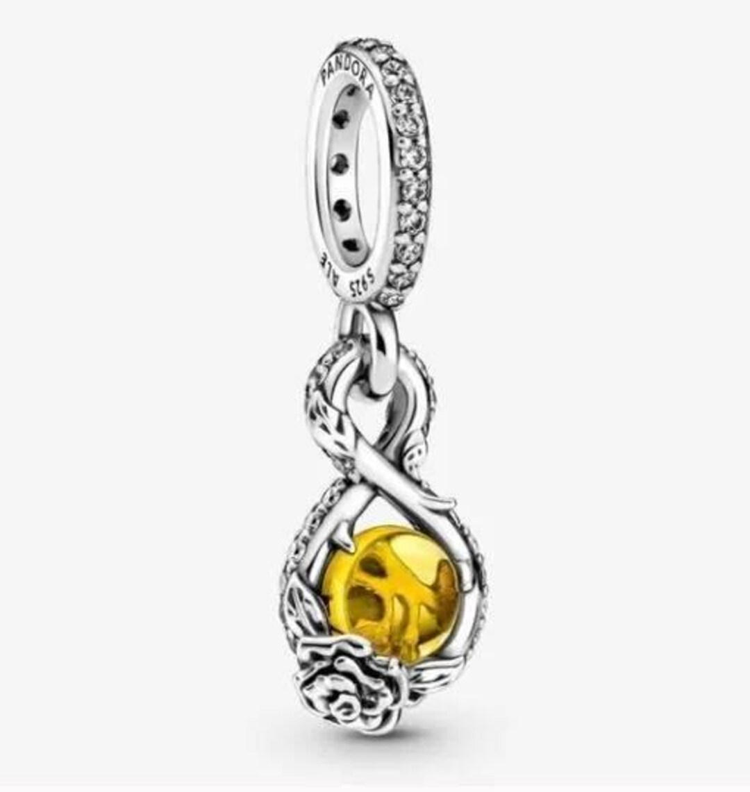 Pandora Moments Disney Belle Infinity & Yellow Rose Flower Pendant ...