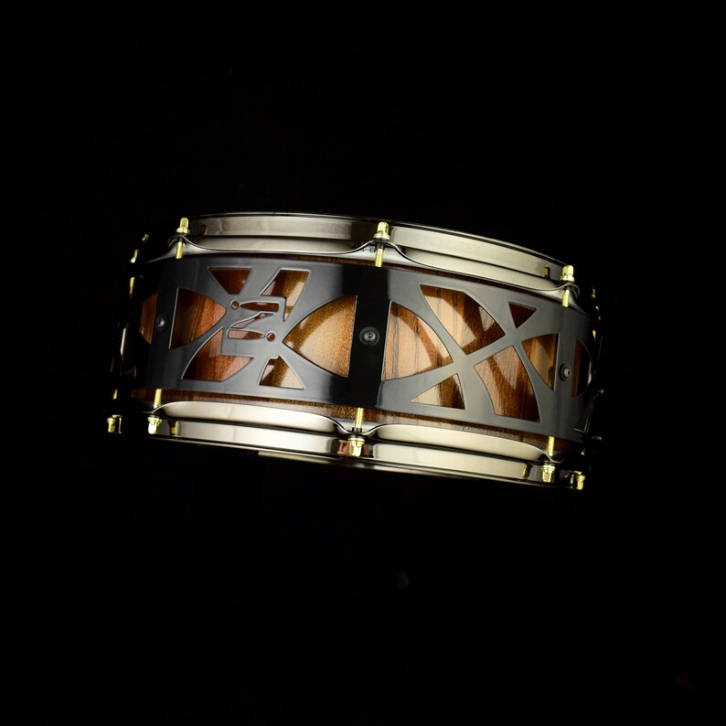 Stave Snare Drum, Black Powder Coat, Mahogany Sunburst - Etsy