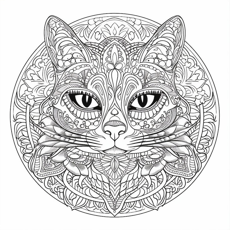 5 Adult Coloring Pages Cat Premium Coloring Page Pack - Etsy