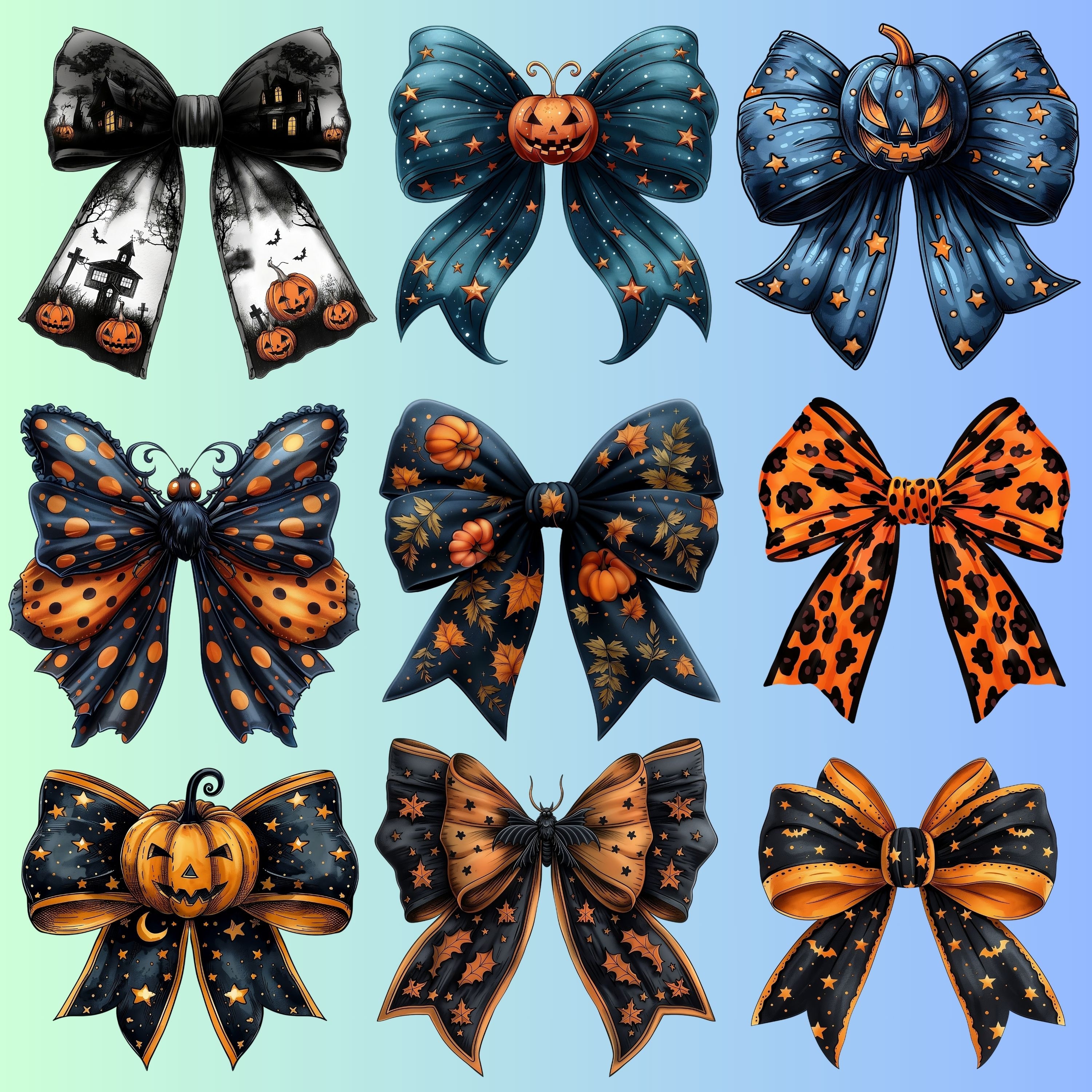 Halloween Coquette Bow Bundle, Coquette Leopard Bow Pumpkin Clip Art ...