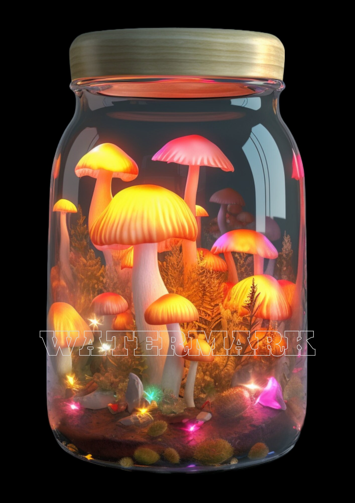 Magic Mushroom Jars Clipart, 8 Fantasy Jars Clipart, Neon Art ...