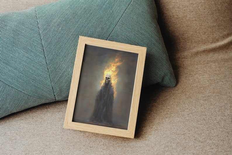 Skeleton Ghost on Fire Ghost Halloween Print Spooky Ghost Sheeted Ghost ...