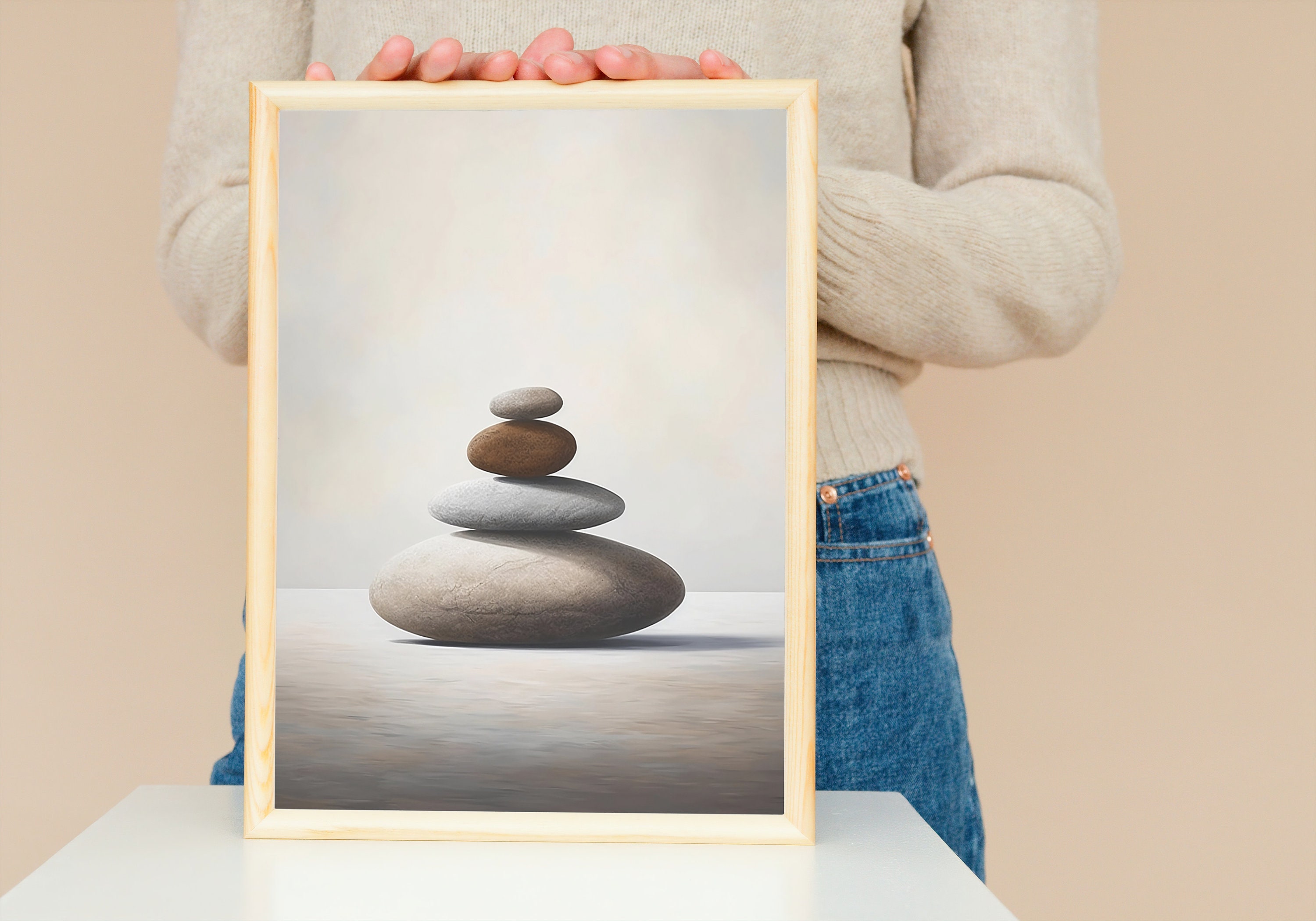Zen Stones Pebbles, Minimalist Art, Modern Wall Art, Stacking Stones ...