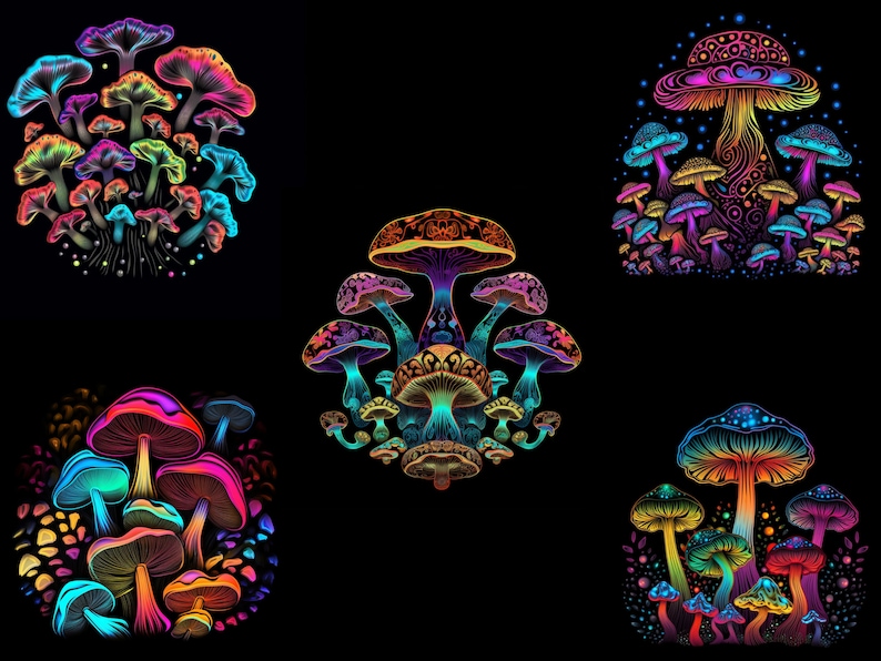 Psychedelic Mushrooms, Trippy T-shirt Designs, Magic Mushroom, 5 Neon ...