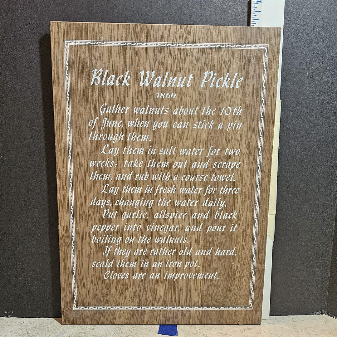 1860 Black Walnut Pickle Recipe Wooden Plaque 10" X 7.5" - Etsy