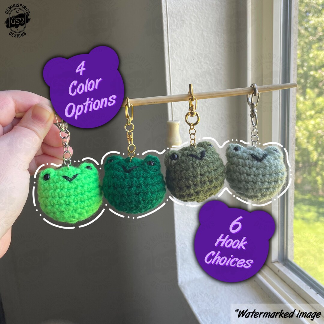 Amigurumi Frog Crochet Keychain - Handmade, Customizable, 4 Colors ...